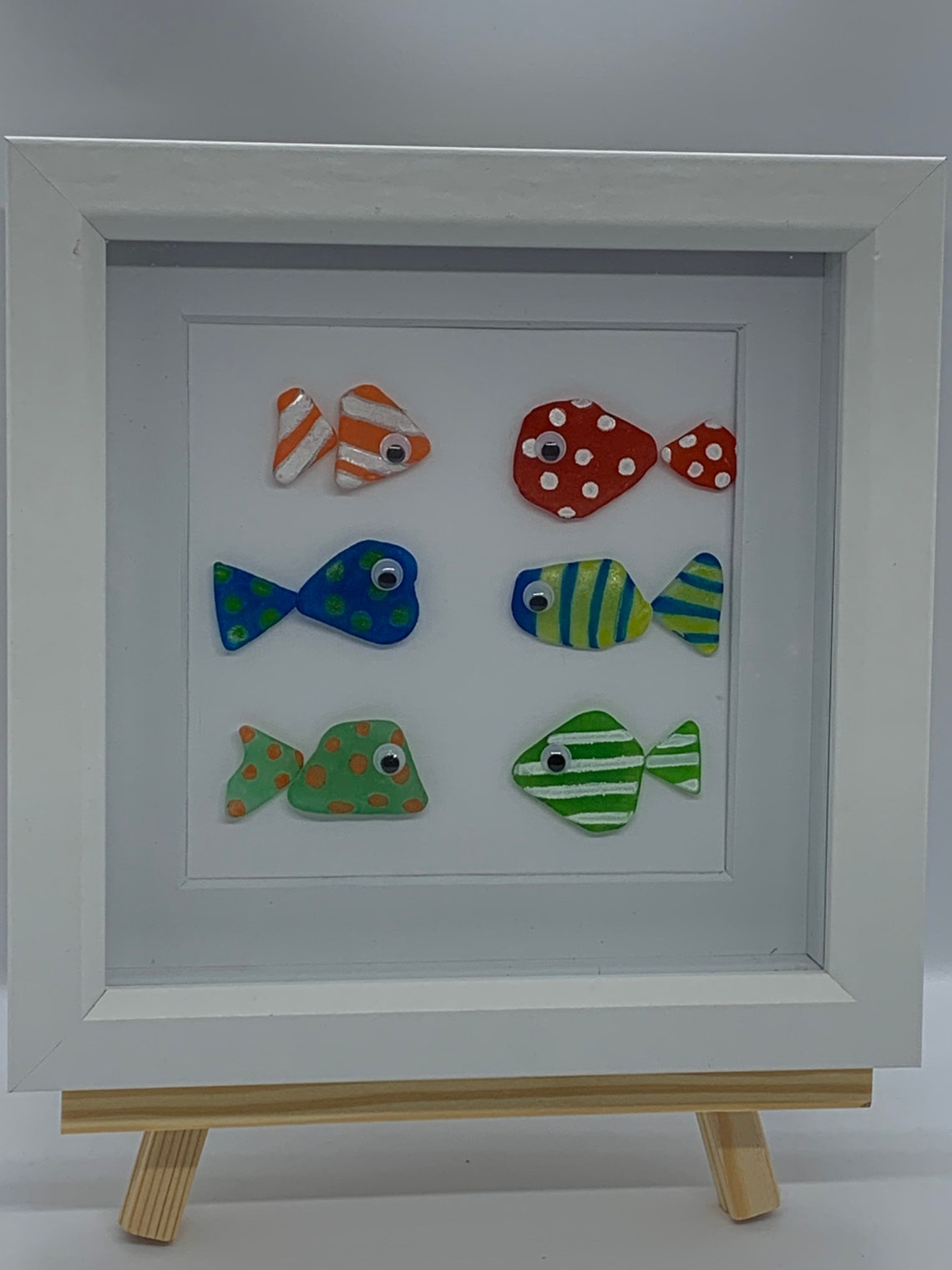 Sea Glass Art Frame Seaglass Funky Fish Handmade Cornwall | Etsy