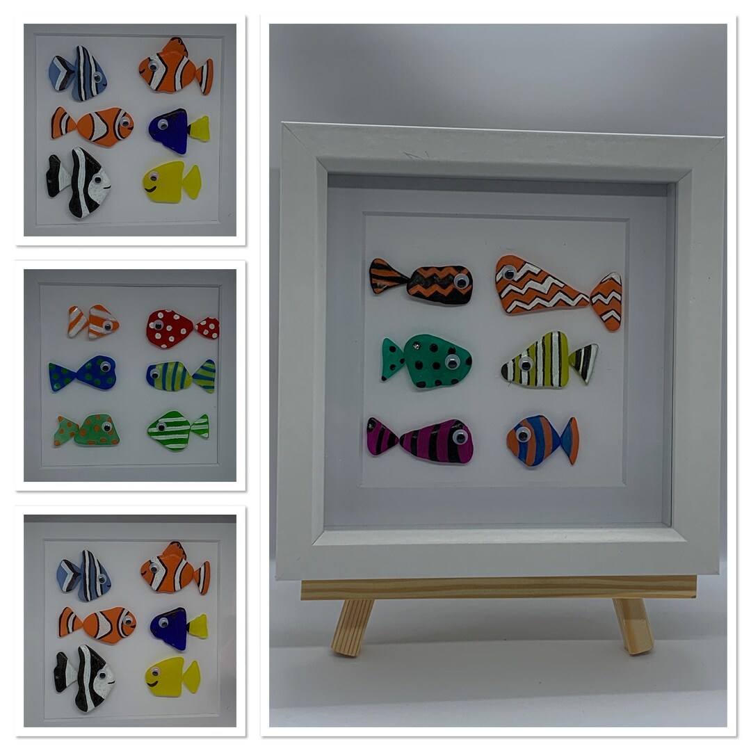 Sea Glass Art Frame Seaglass Funky Fish Handmade Cornwall - Etsy
