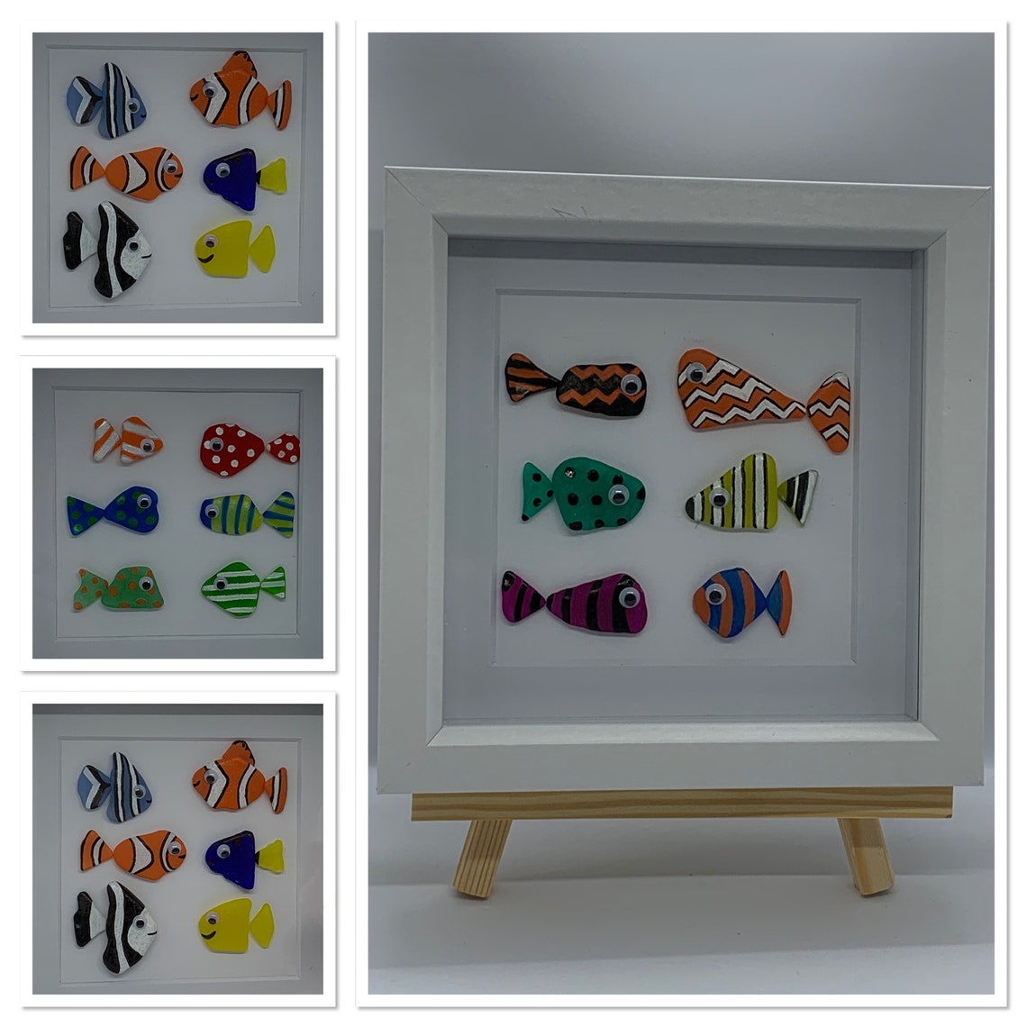 Sea Glass Art Frame Seaglass Funky Fish Handmade Cornwall | Etsy