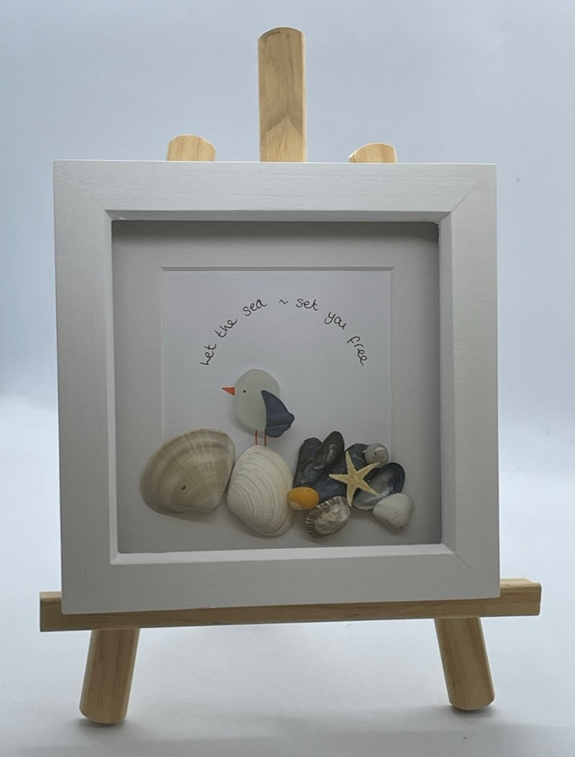 Cornish Sea Glass Art Frame Let the Sea Set You Free Coastal Scene ...
