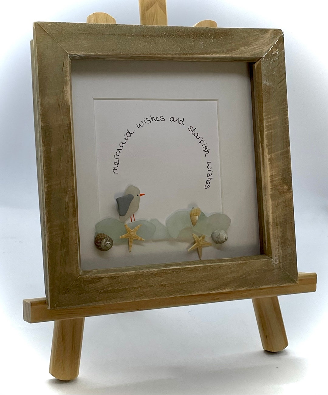 Sea Glass Art Frame Quote Mermaid Kisses Starfish Wishes Seaglass ...