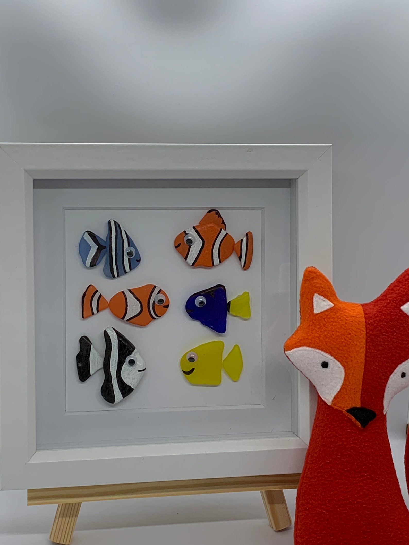 Sea Glass Art Frame Seaglass Funky Fish Handmade Cornwall | Etsy