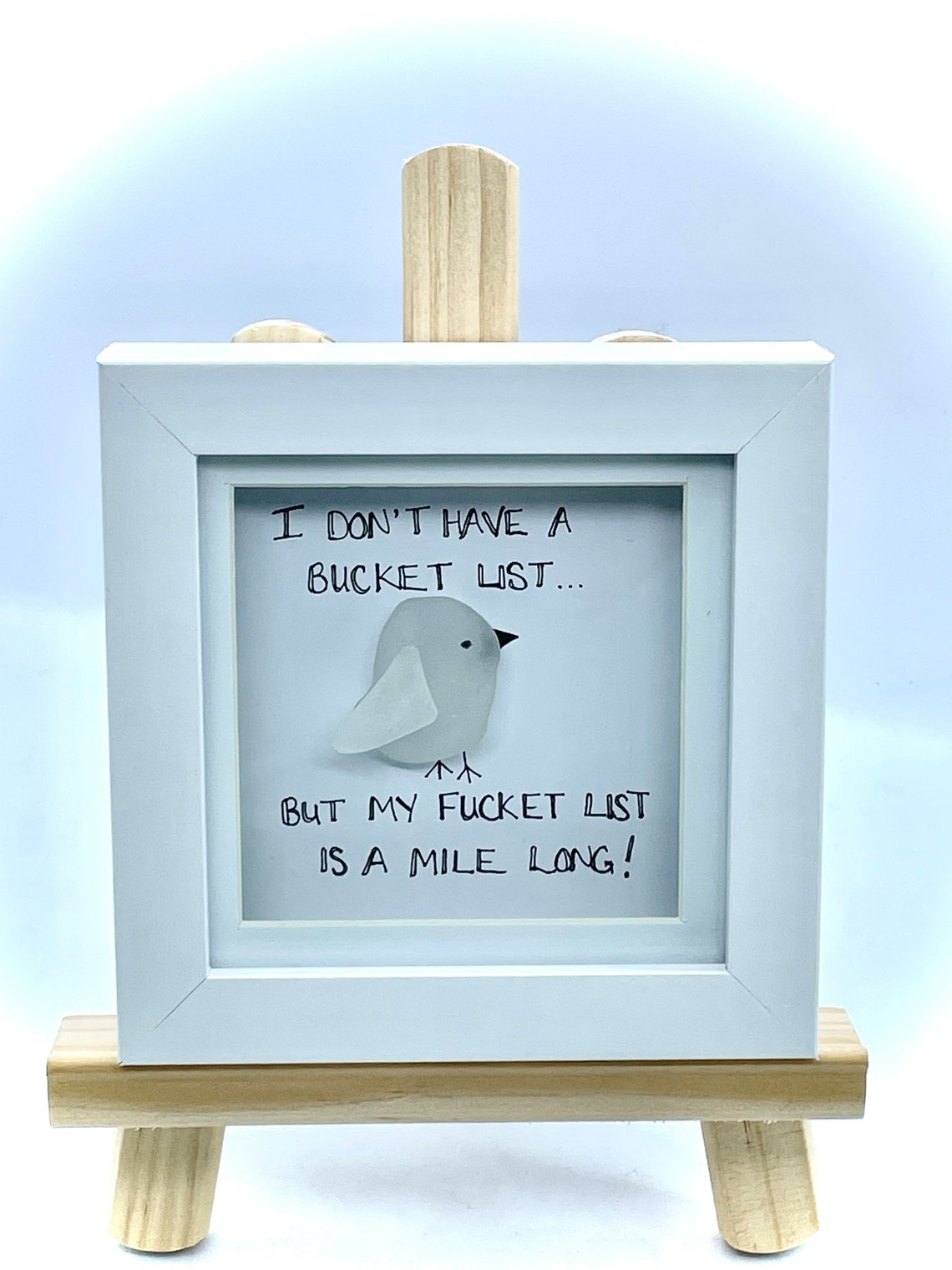 Sea Glass Art Frame Quote Bucket List Fucket List Funny Quote | Etsy