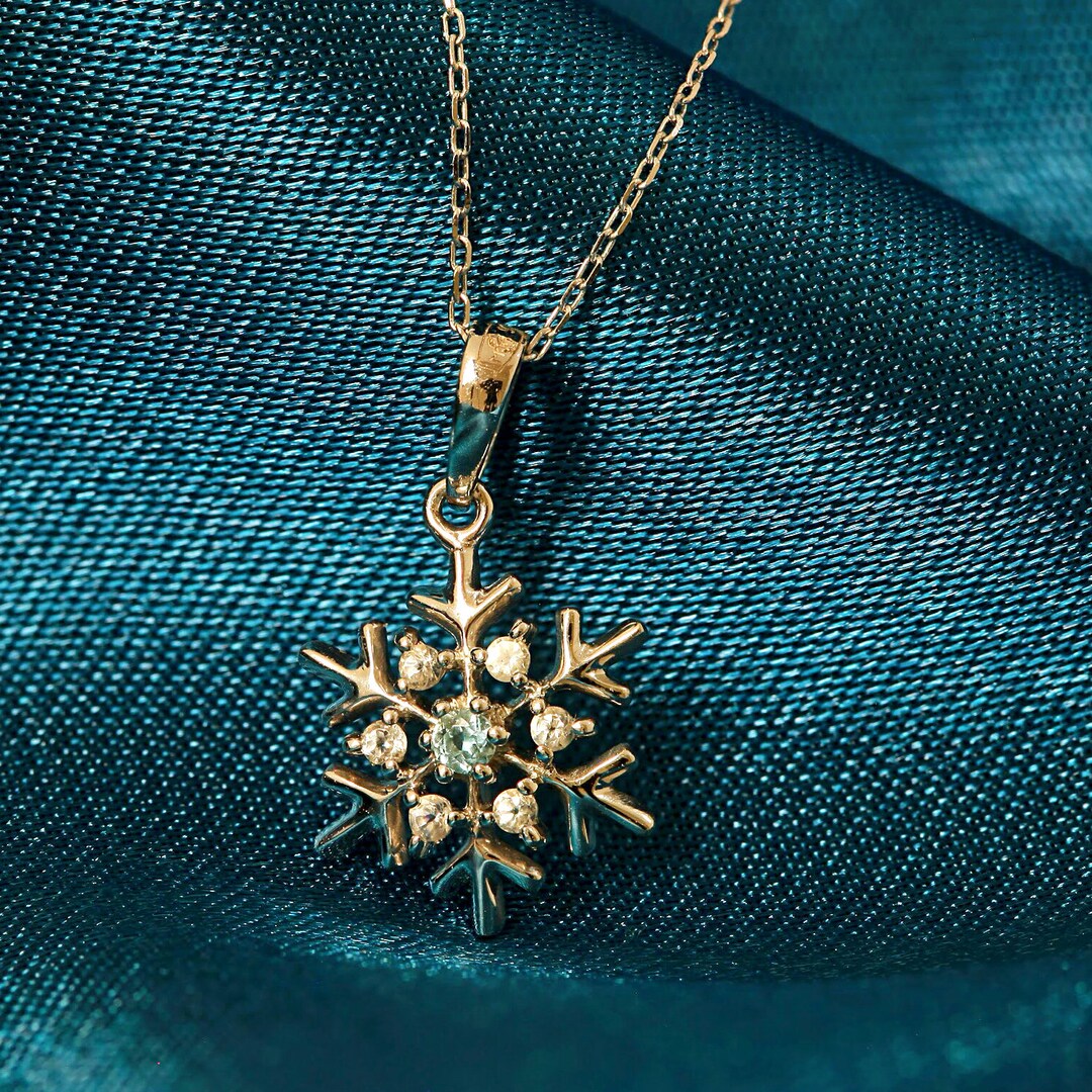 Snowflake Pendant: Natural Blue and White Topaz Pendant and 16’ Chain ...
