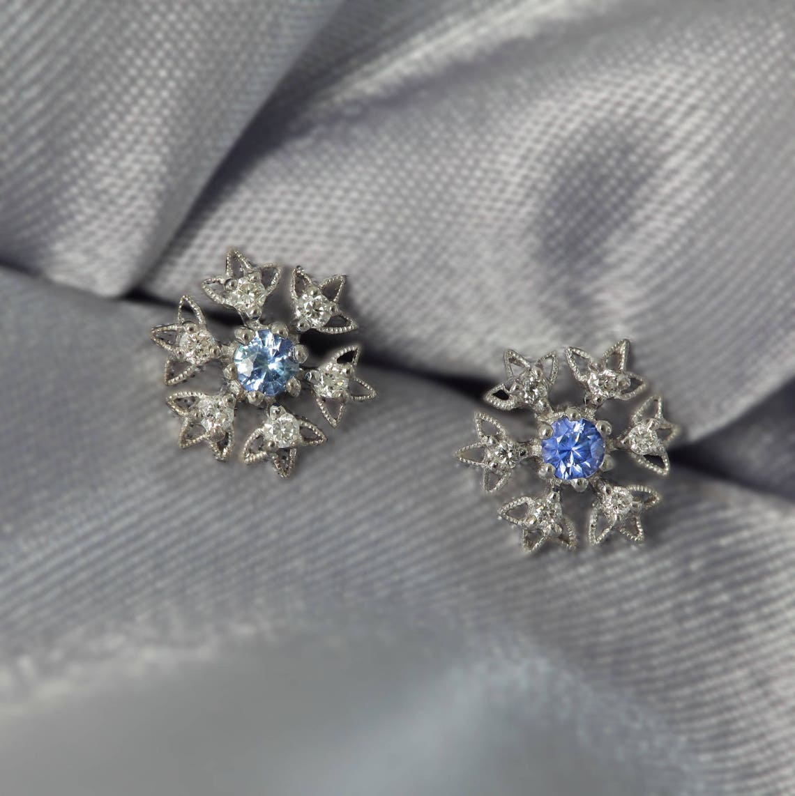 Saphir und Diamanten oder Weiße Saphir Schneeflocken - Etsy.de