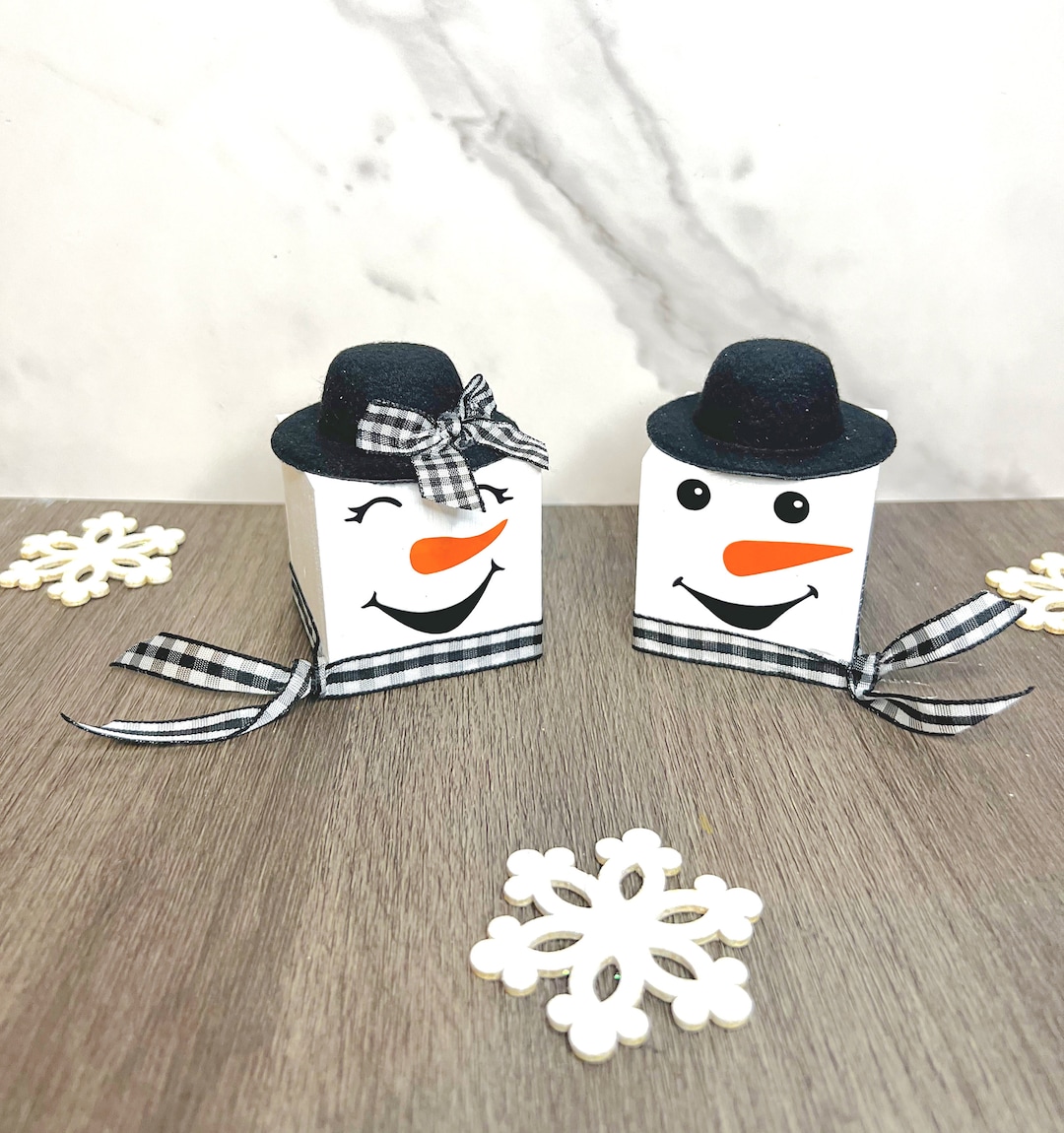 Mini Snowmen, Mini Wooden Blocks, Winter Decor, Tiered Tray Decor ...