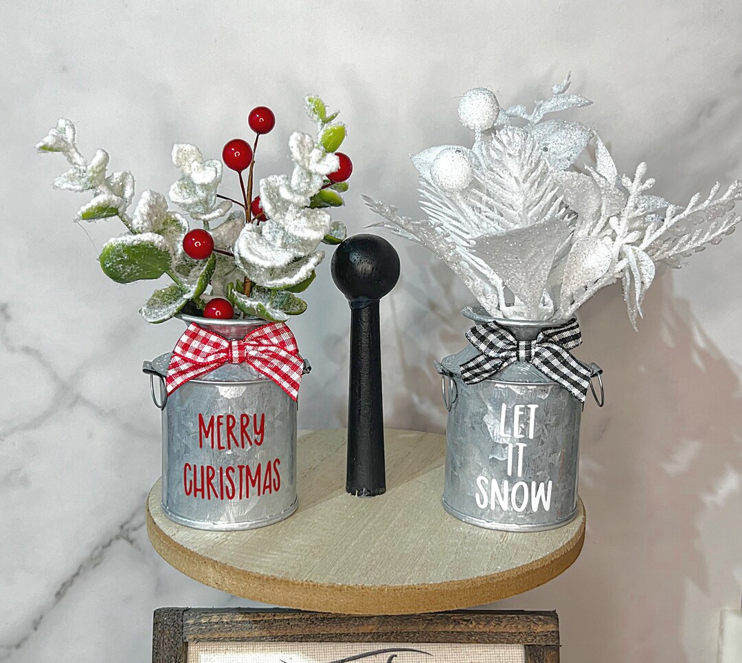 Mini Christmas Milk Can: Galvanized Winter Tiered Tray Decor - Etsy