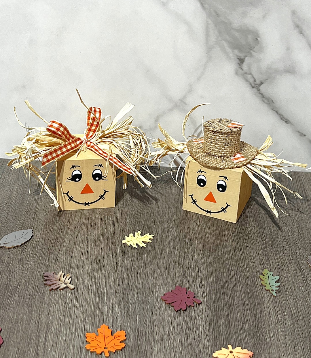 Mini Scarecrows, Mini Wooden Blocks, Fall Decor, Tiered Tray Decor ...