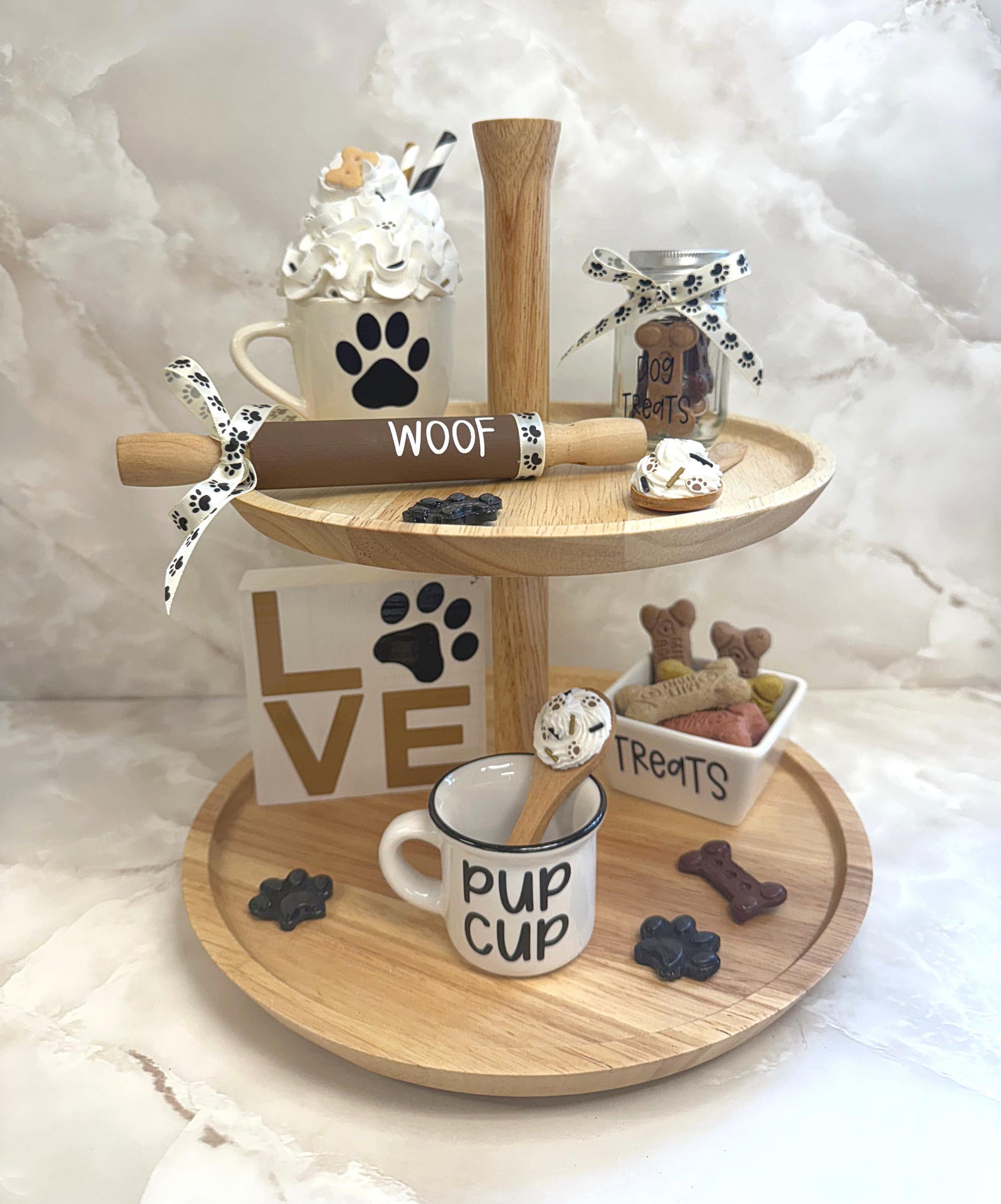 Dog Tiered Tray Decor Set: Coffee Bar Bundle, Dog Lover Gift - Etsy