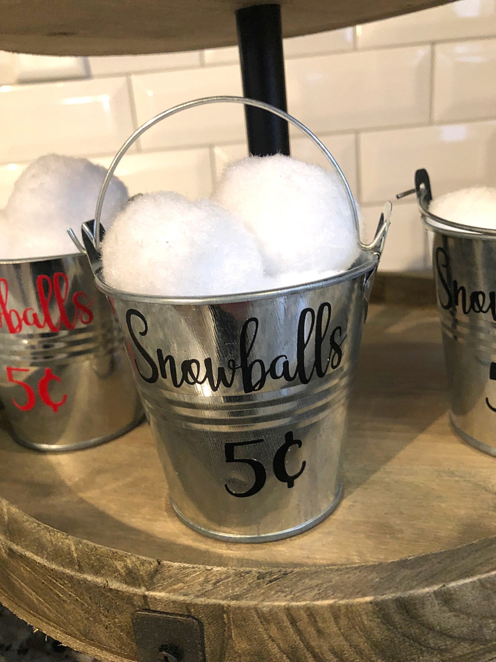 Mini Snowball Bucket, Winter Tiered Tray, Tiered Tray Decor, Snowballs ...