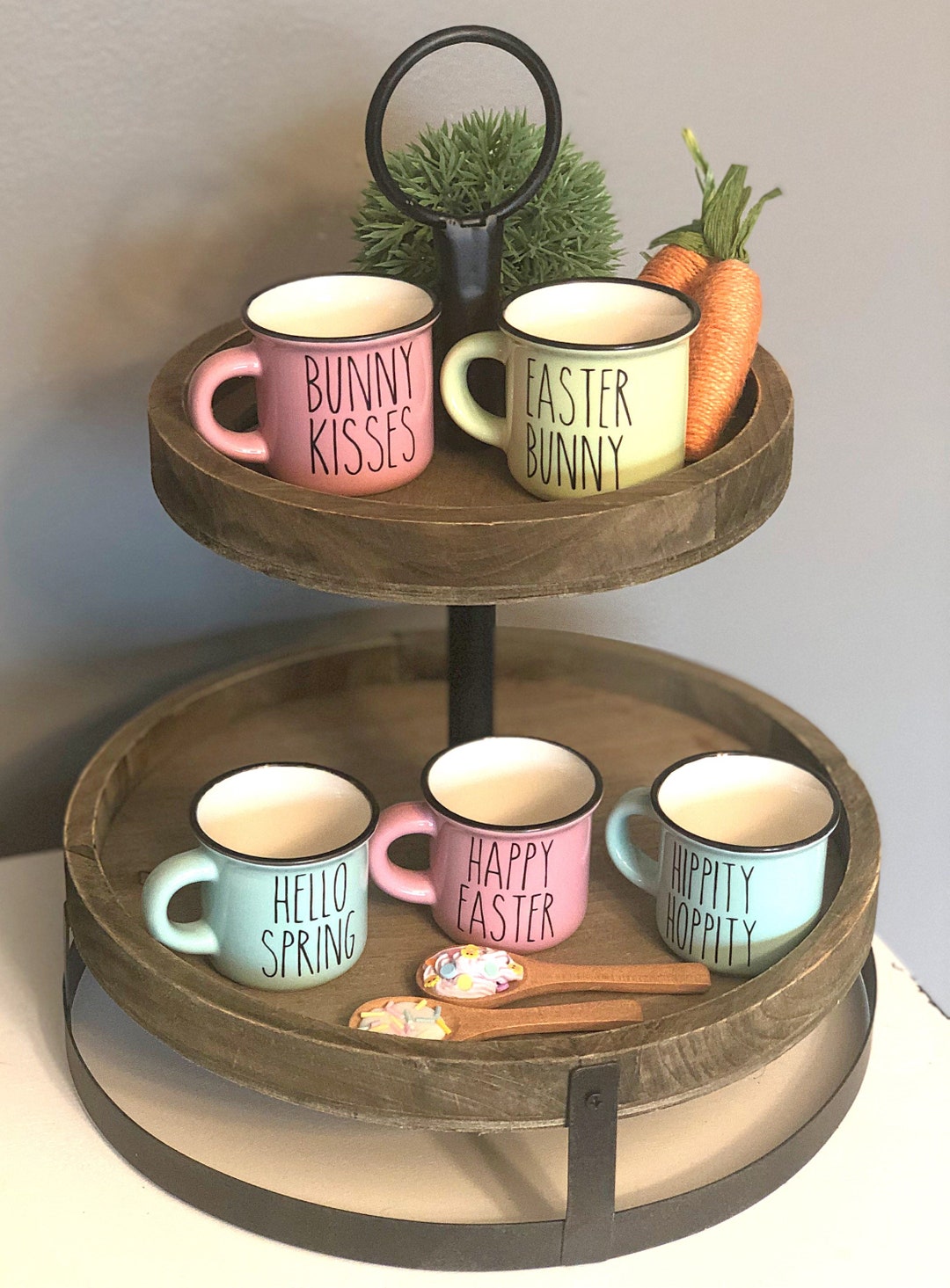 Mini Ceramic Spring Mugs: Tiered Tray Easter Decor - Etsy