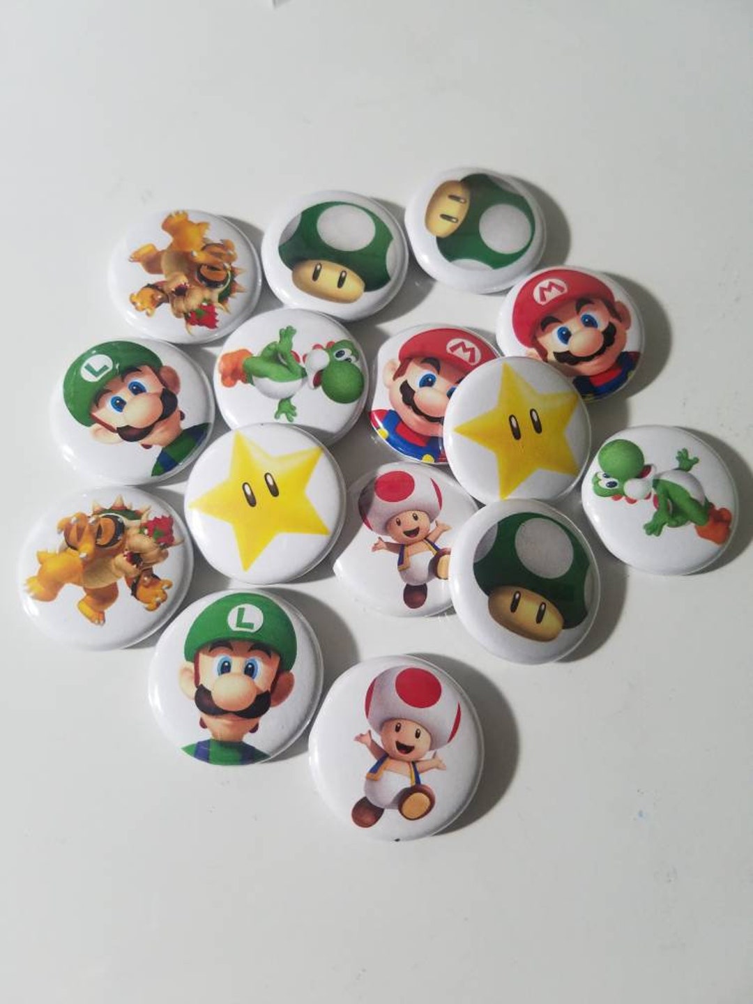 15 Pk Assorted 1 Inch Super Mario Brothers Pin Back Buttons - Etsy