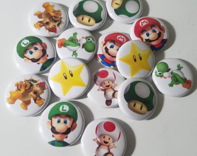 15 Pk Assorted 1 Inch Super Mario Brothers Pin Back Buttons - Etsy