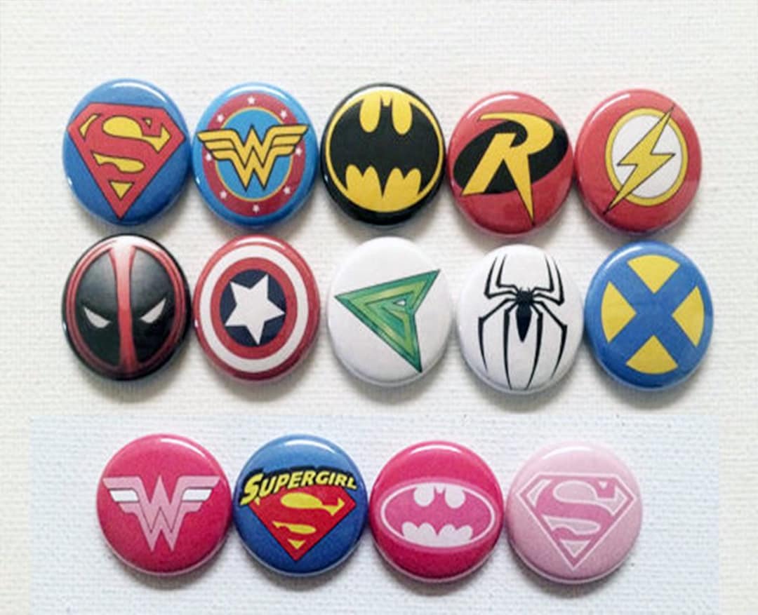 1 Inch Superhero Pin Back Buttons - Etsy