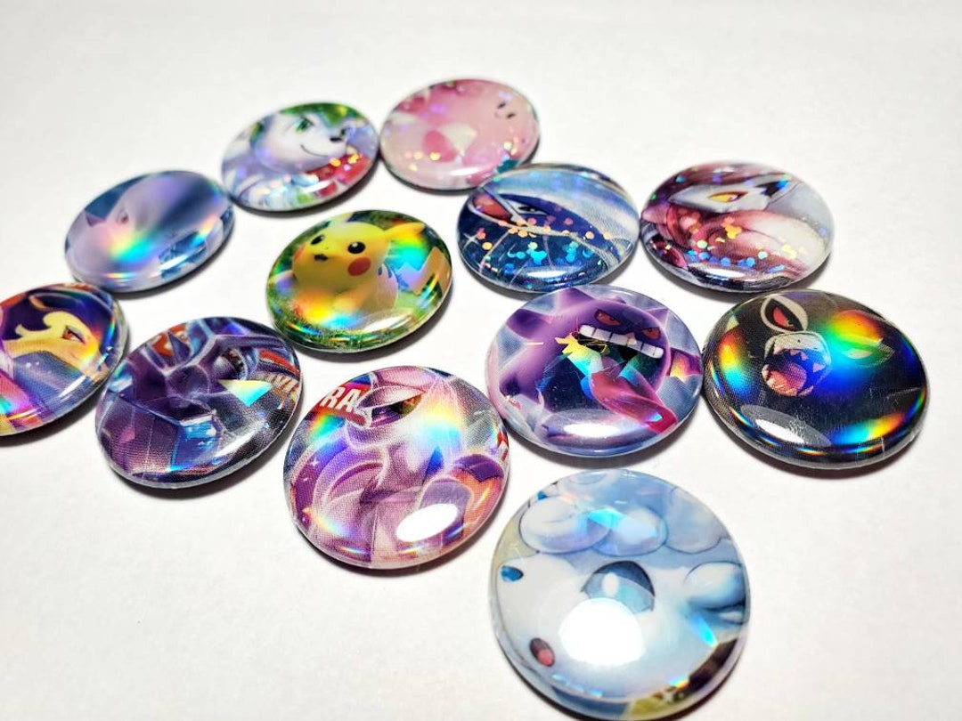 12 Pack | 1 Inch Pokémon Booster Pack / Pin Back Buttons / Cracked Ice ...