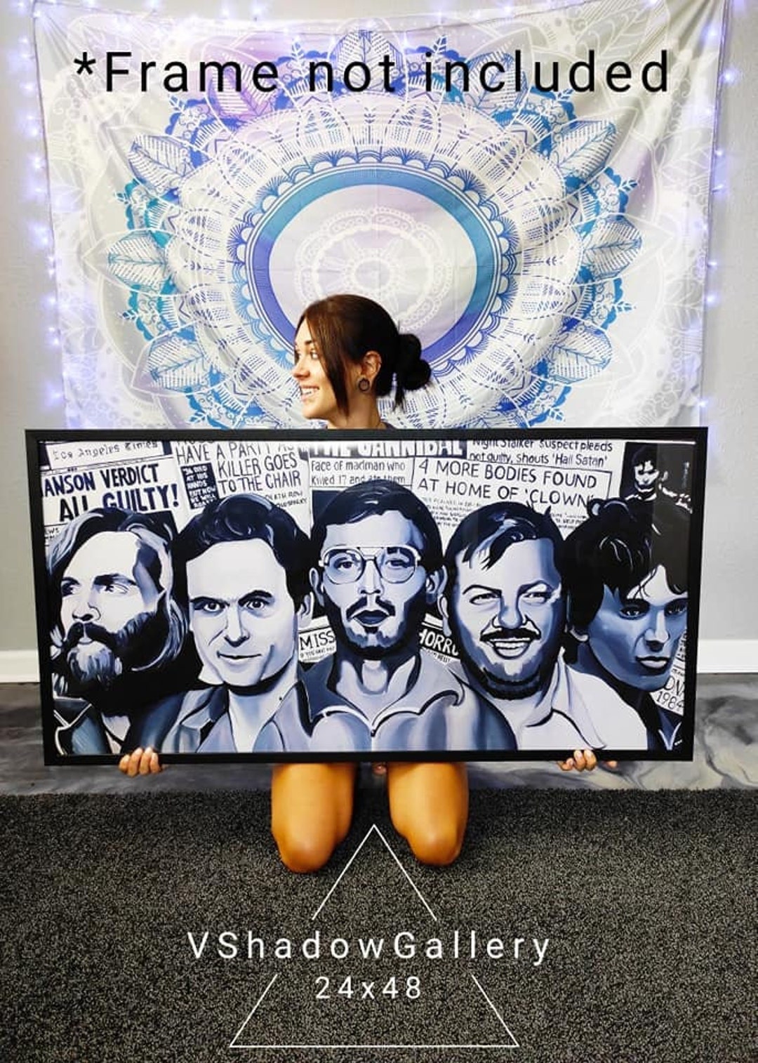 Most Evil Serial Killer Hand Painted Poster PRINT Charles Manson, Ted ...