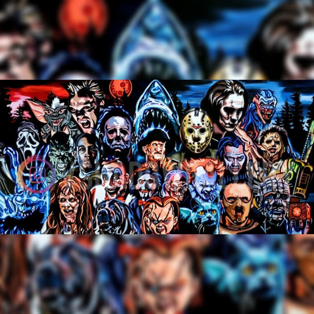 Epic Horror Movie Mashup Hand Painted Design giclee-canvas Print - Etsy