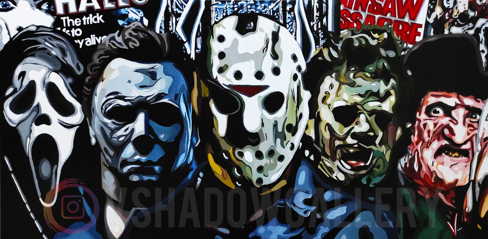 Horror icons Slashers hand painted poster PRINT | Etsy