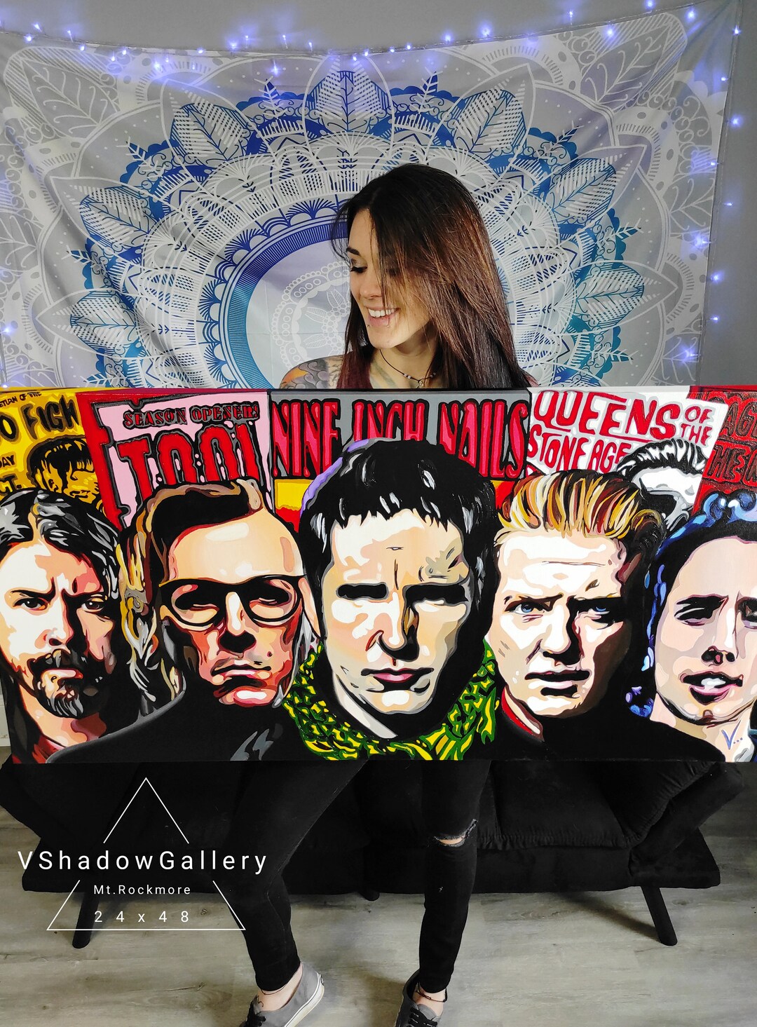 90s Hard Rock Band Icons Hand Painted Poster PRINT - Etsy