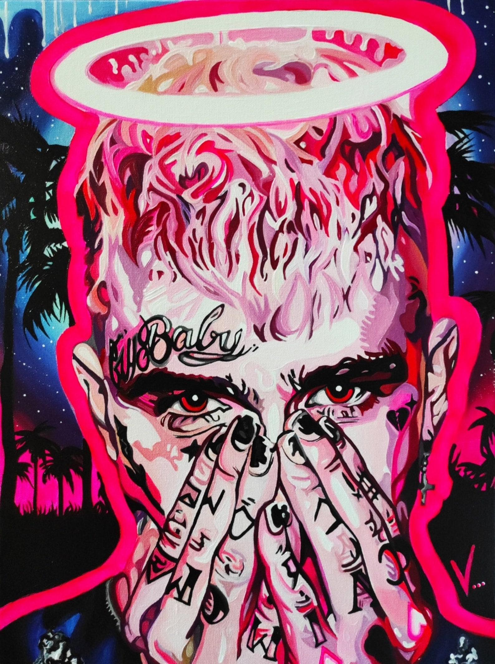 Lil Peep Hand Painted Design PRINT Poster Print - Etsy