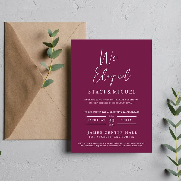 Elopement Card - Etsy