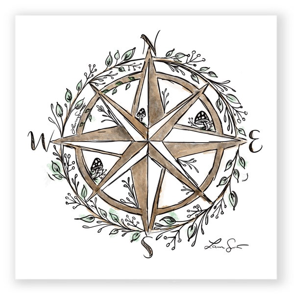 Compass Rose Art - Etsy