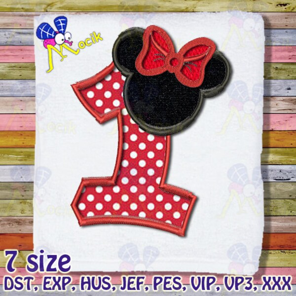 Minnie Mouse 1st Birthday Embroidery Applique - Etsy