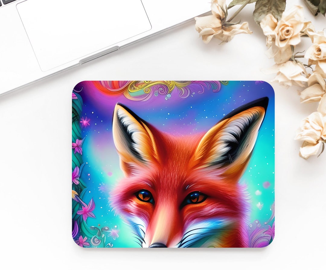 Colourful Fox Anti - Slip Mouse Pad, Office Gift, Mouse Mat, Rectangle ...