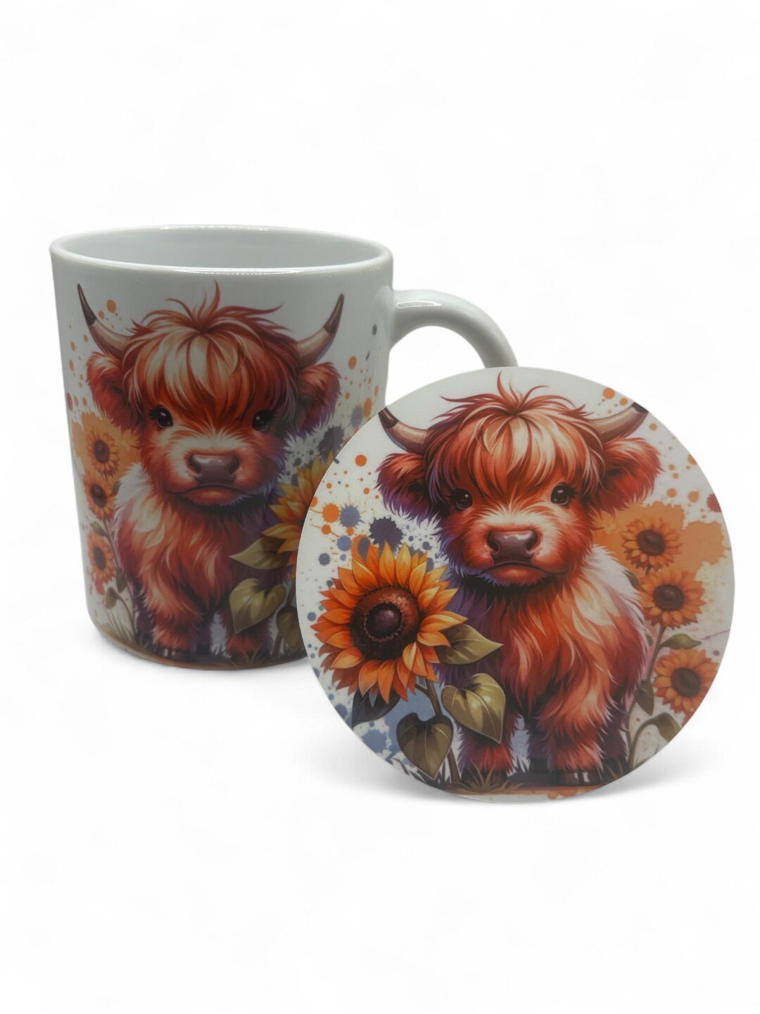 Highland Cow Mug & Coaster Gift Set Birthdays Christmas - Etsy