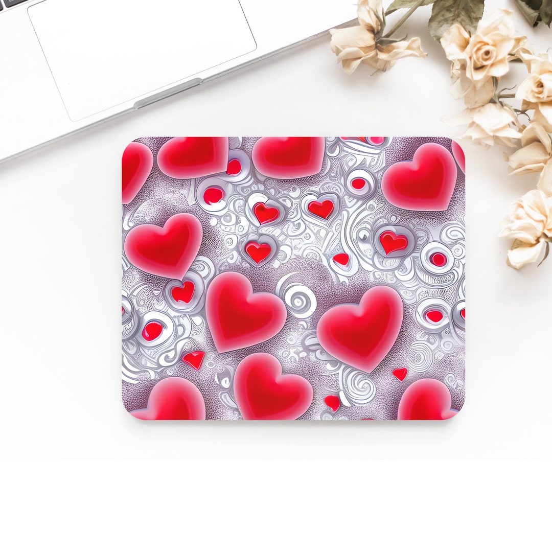 3D Hearts Anti - Slip Mouse Pad, Office Gift, Mouse Mat, Rectangle ...