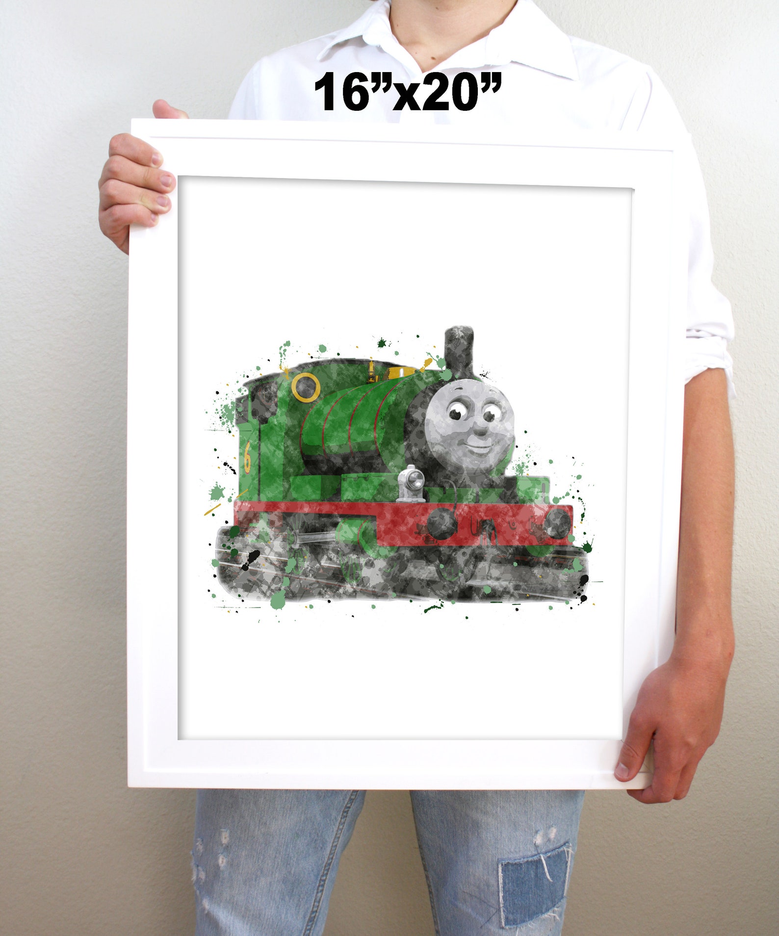 Printable Percy Watercolor Train Wall Art, Boy Kids Room Decor, Thomas ...