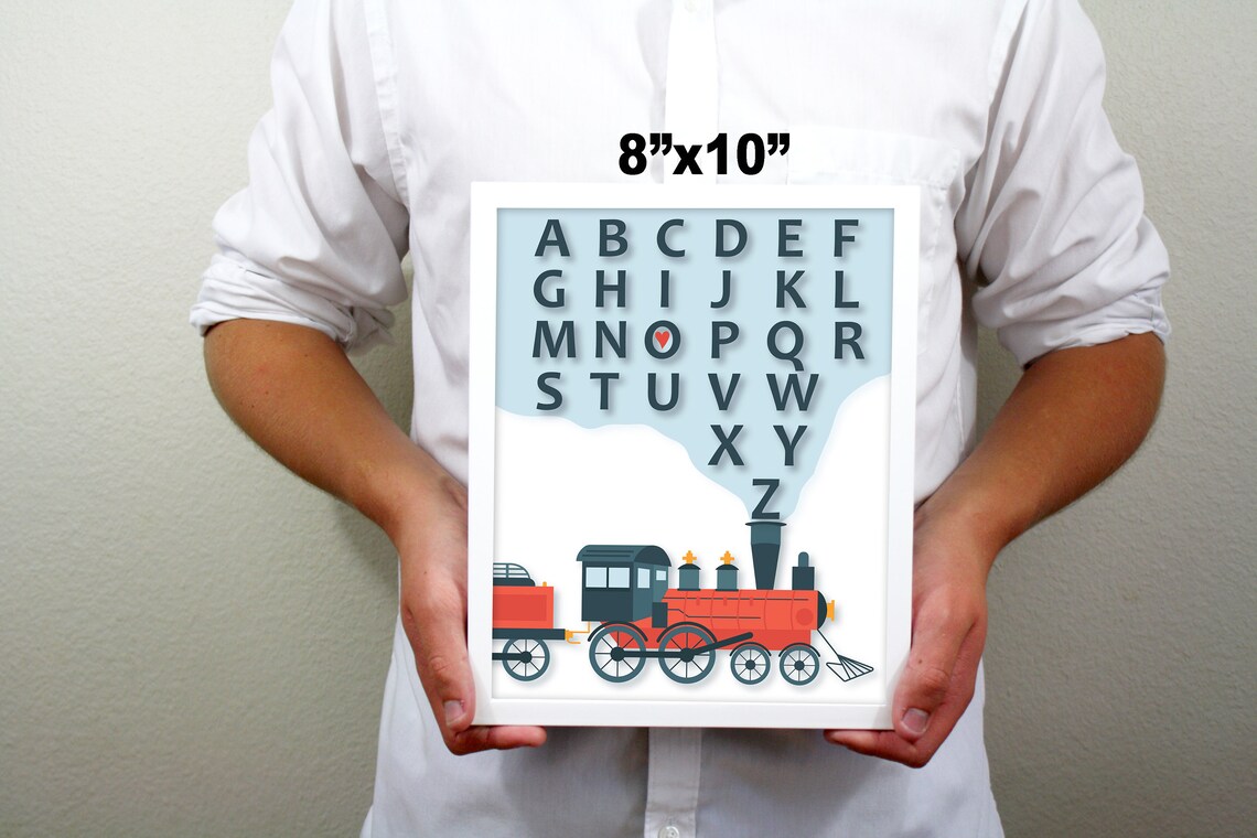 Printable Alphabet Train Wall Art Boy Kids Room Decor Train | Etsy