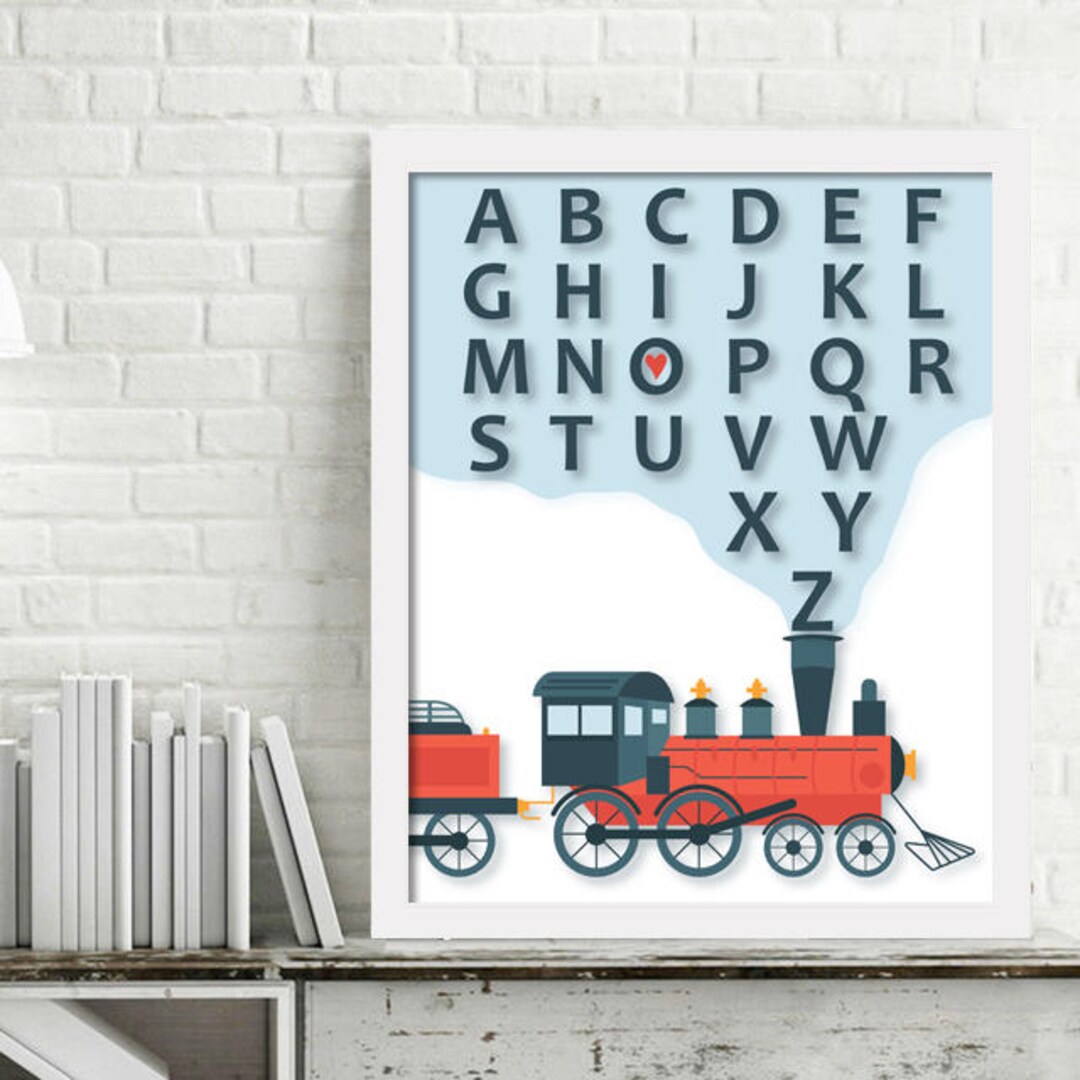 Printable Alphabet Train Wall Art, Boy Kids Room Decor, Train Art ...
