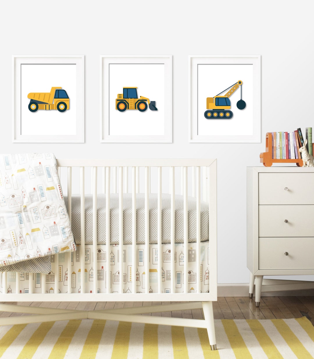 Four Printable Construction Truck Wall Art, Printable Big Truck Prints ...