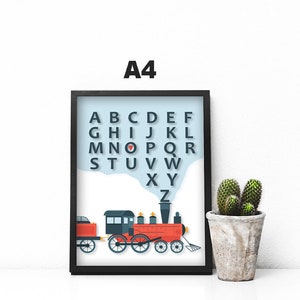 Printable Alphabet Train Wall Art, Boy Kids Room Decor, Train Art ...