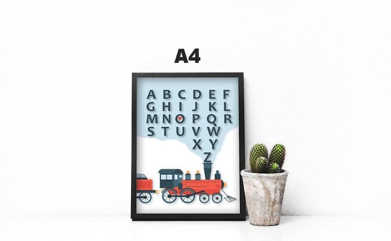 Printable Alphabet Train Wall Art Boy Kids Room Decor Train | Etsy