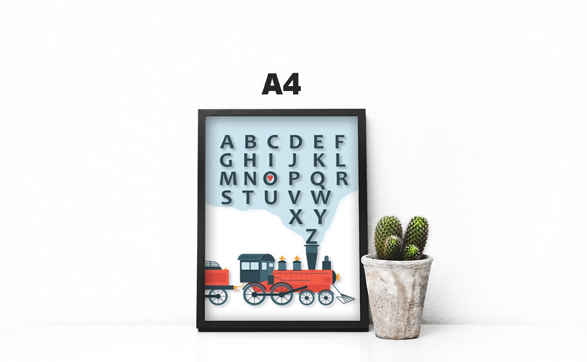 Printable Alphabet Train Wall Art Boy Kids Room Decor Train | Etsy