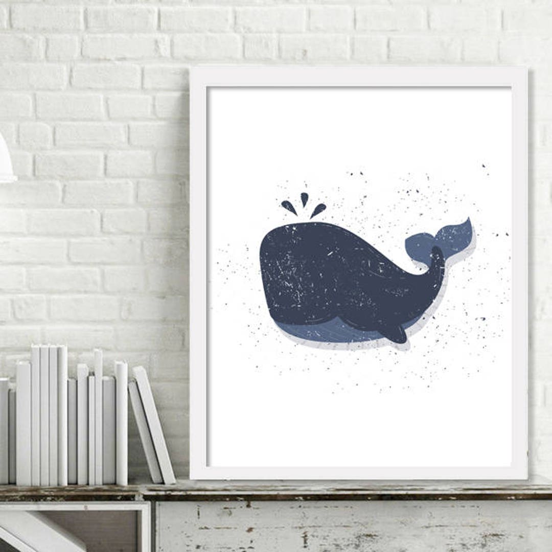 Printable Whale Wall Art, Kids Ocean Room Decor, Ocean Nursery Wall Art ...