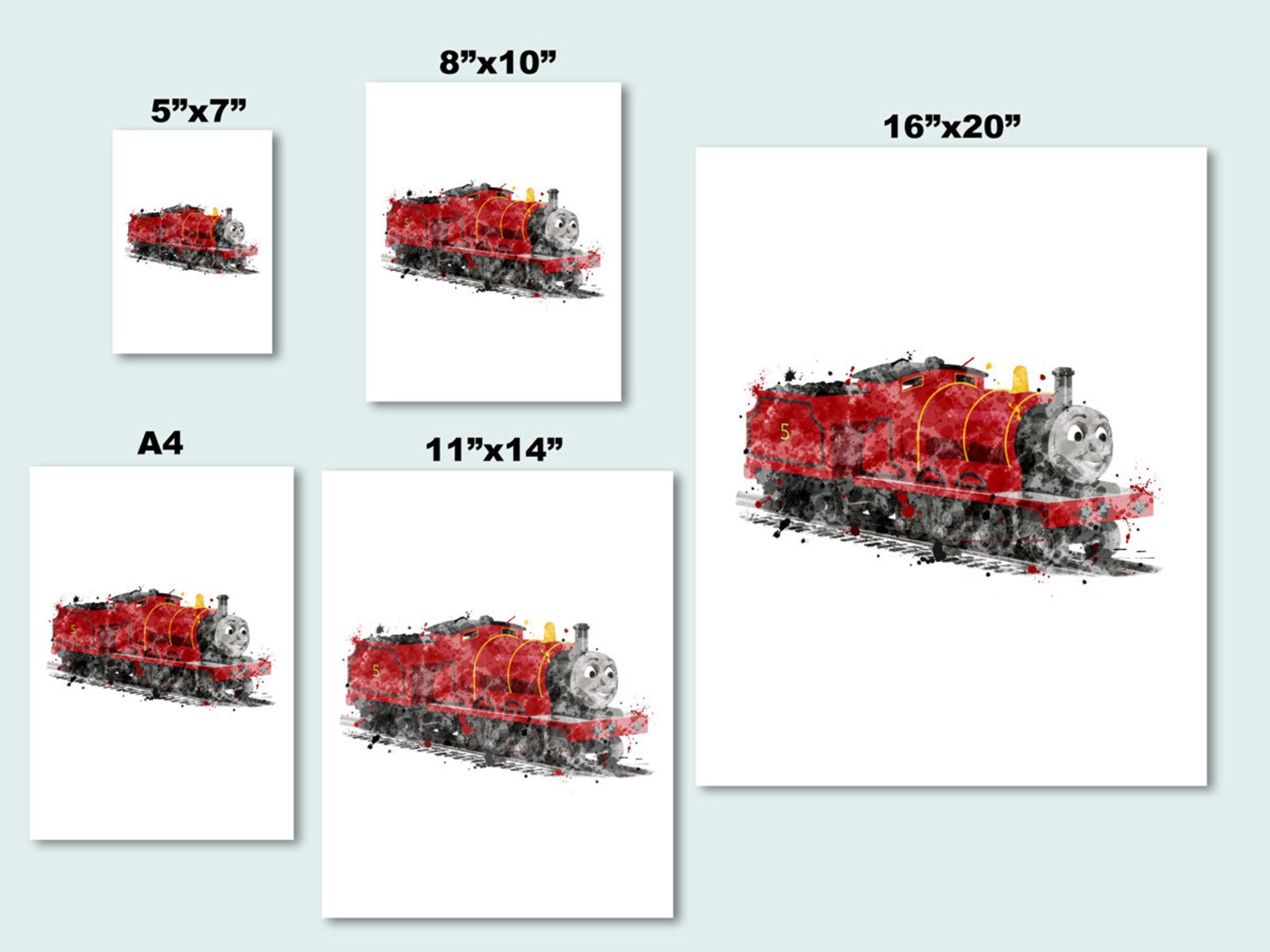 Printable James Engine Watercolor Train Wall Art, Boys Room Decor ...