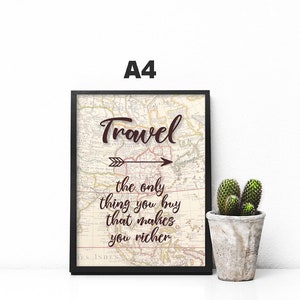 Travel Quote Poster, Travel Quote Printable, Travel Art Print, Travel ...