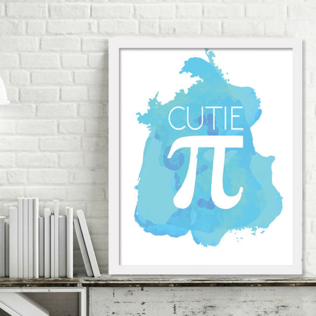 Blue Cutie Pi Nursery Wall Art, Cutie Pie Baby Pun, Blue Watercolor ...