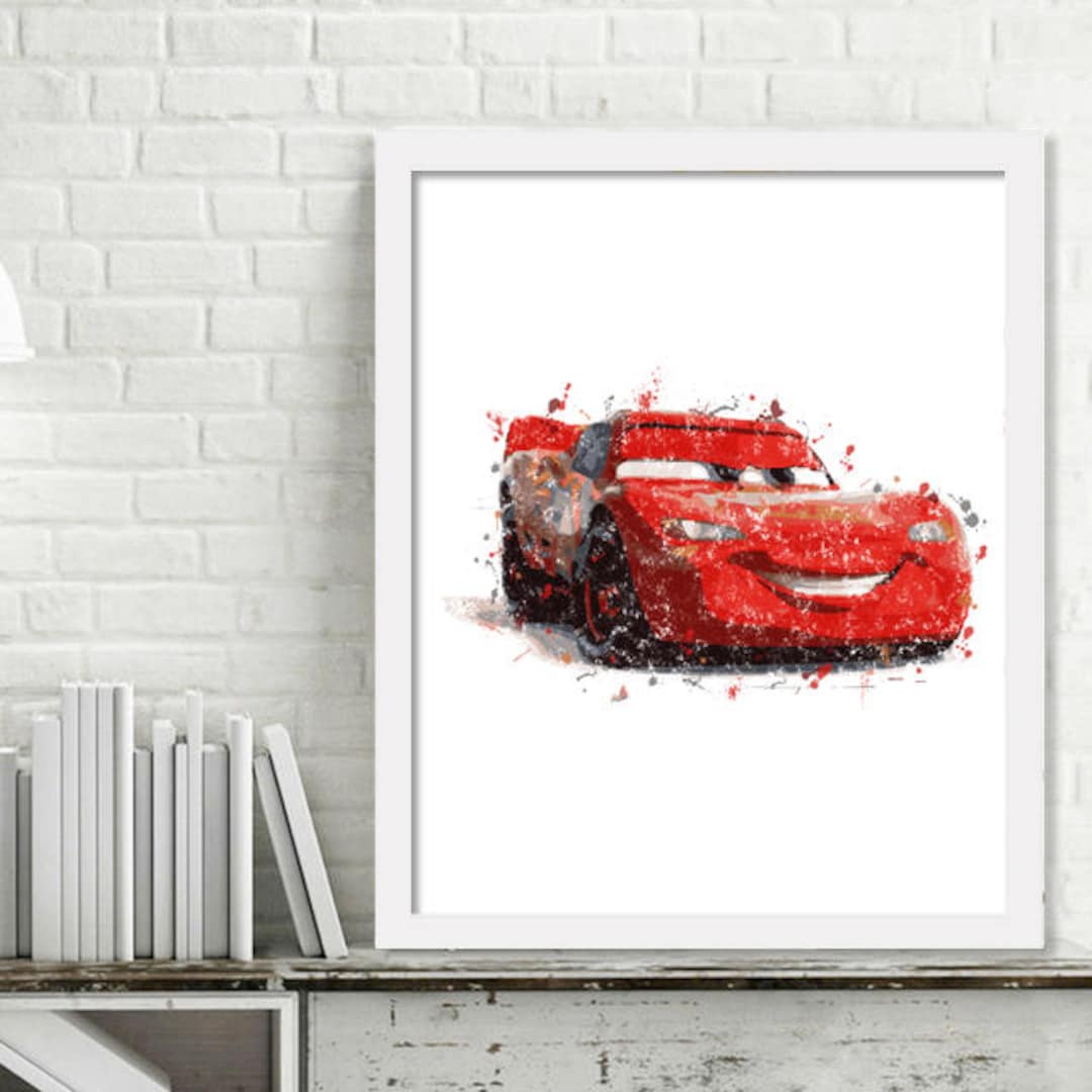 Printable Lightning Mcqueen Watercolor Cars Wall Art, Boy Kids Room ...