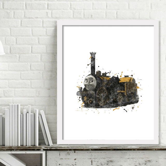 Printable Stephen Engine Watercolor Train Wall Art, Kids Boy Room Decor ...