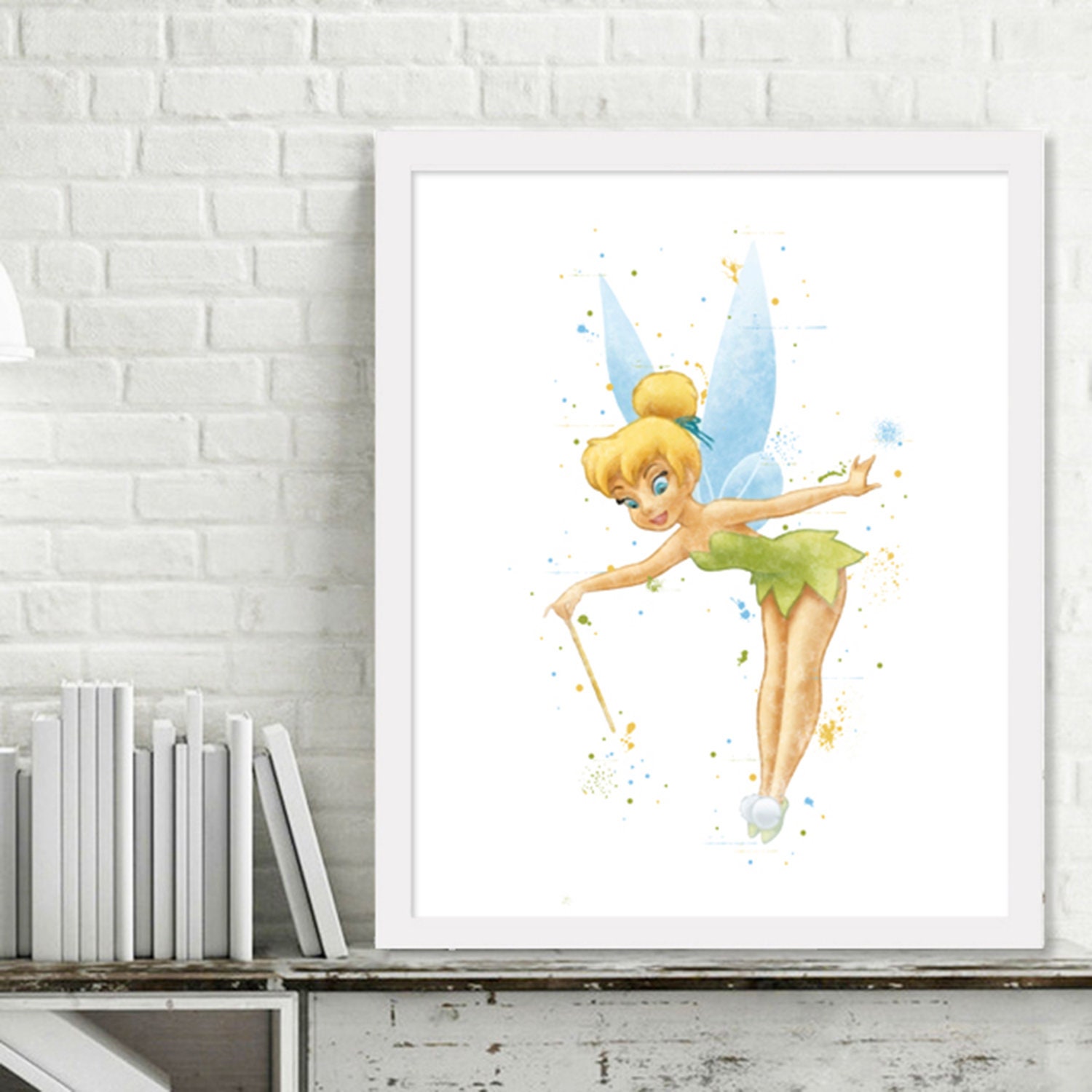 Printable Tinker Bell Watercolor Wall Art, Peter Pan Room Decor, Tinker ...