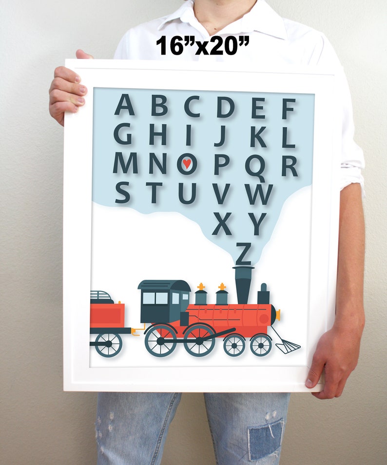 Printable Alphabet Train Wall Art Boy Kids Room Decor Train | Etsy