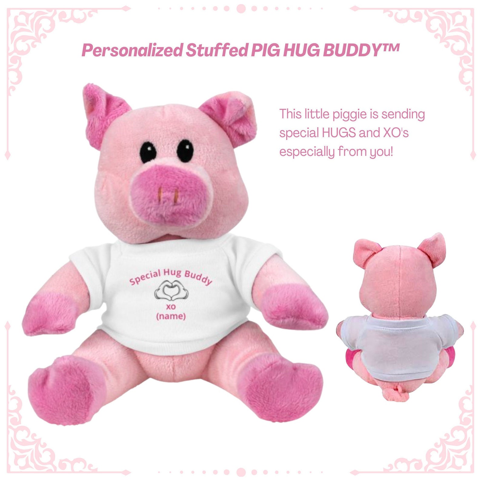 Personalized Stuffed Pig 7.5 Special HUG BUDDY Xo name - Etsy