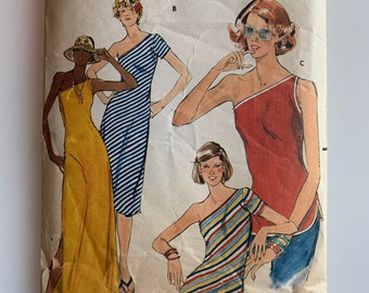 One Shoulder Dress Pattern - Etsy