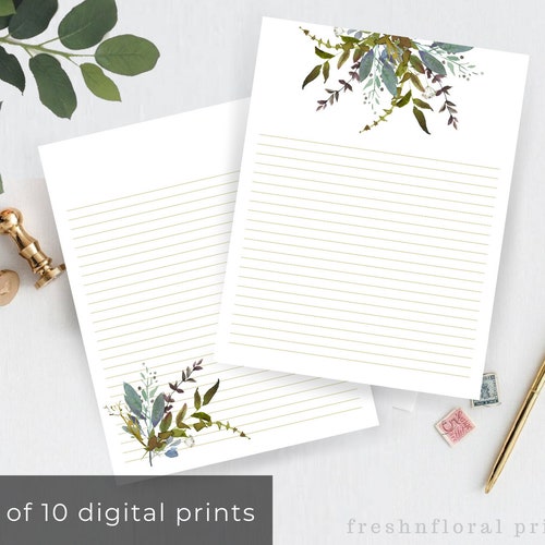 Printable Abstract Watercolor Stationery Lined Letter Writing | Etsy