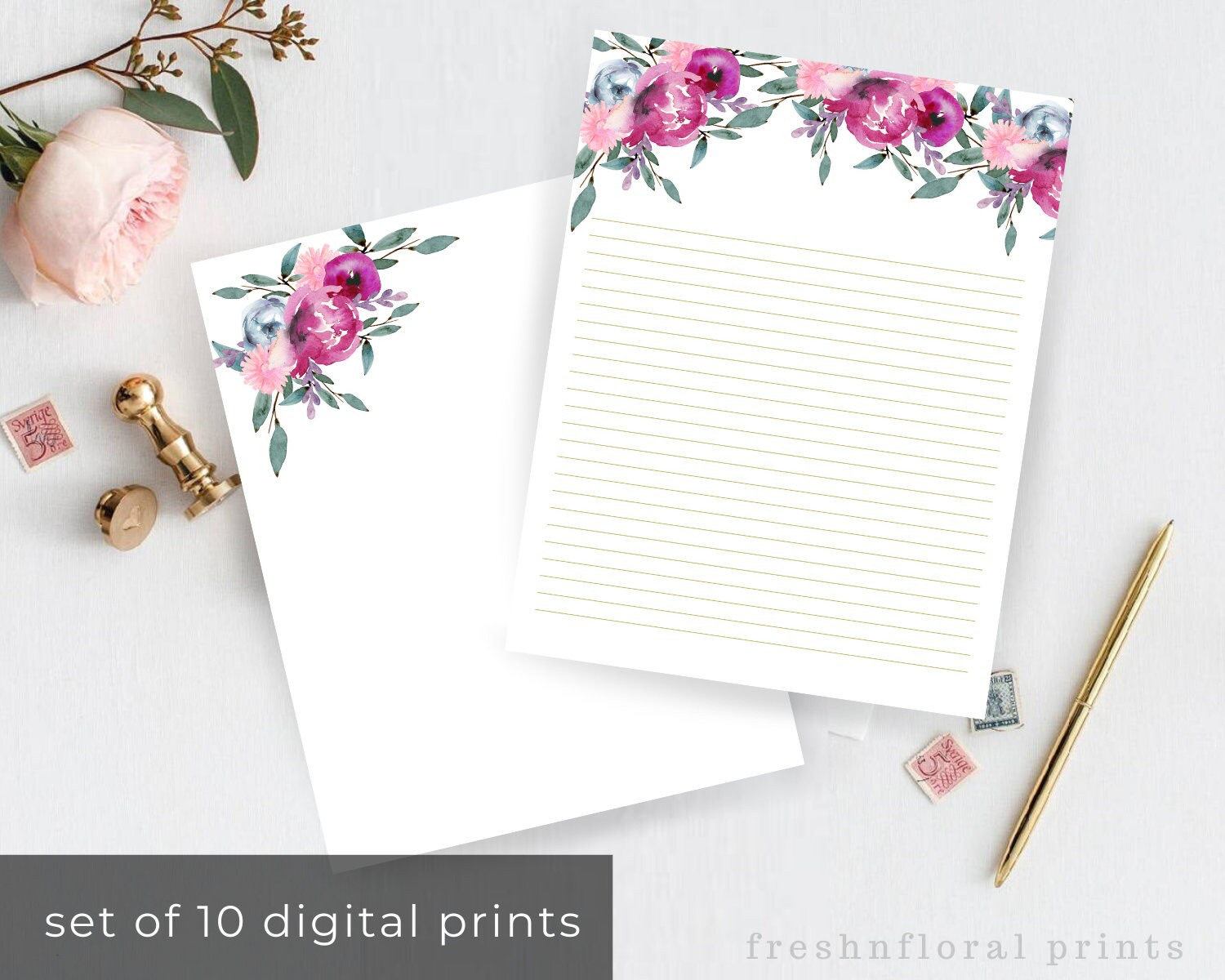 Buy Pink Printable Writing Paper Set JW Printable Notepad PDF Online in ...