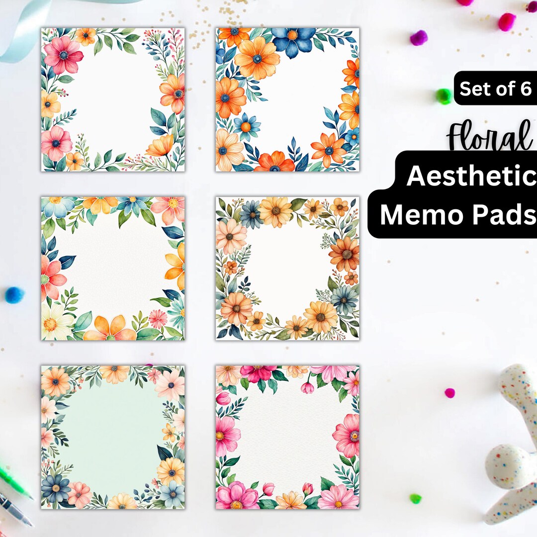 Floral Memo Sheet Printable for Her Cute Stationery Lofi Notepad Memo ...